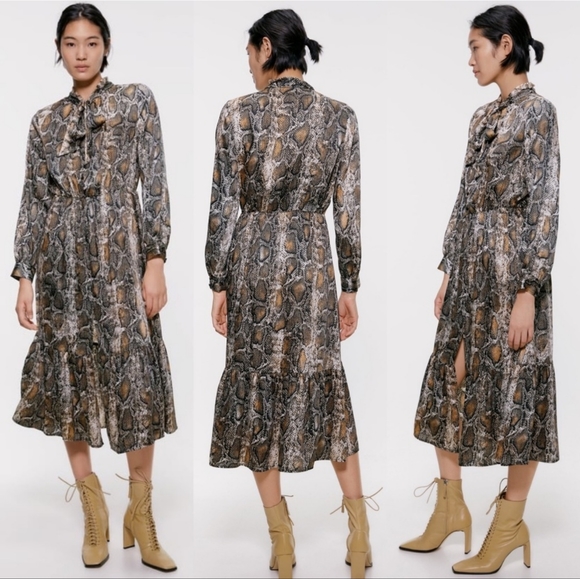 Zara | Dresses | Zara Snake Print Midi Dress | Poshmark